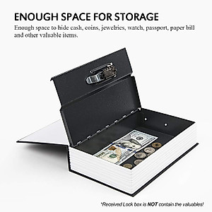 KYODOLED Diversion Book Safe with Combination Lock, Secret Hidden Metal Lock Box,Money Hiding Collection Box,9.5" x 6.2" x 2 .2" Black Large