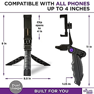 Altura Photo Tripod for iPhone - Phone Stabilizer & Cell Phone Tripod w/Ergonomic Stable Grip - 360 Degree Rotating Phone Holder iPhone Tripod Stand - Stocking Stuffers iPhone Tripod
