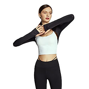 FEOYA Women's Anti-UV Arm Cover Shrug Breathable Cooler Shrug for Golf Riding Jogging Shawl Arm Sleeves Black S