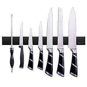 Magnetic Knife Holder for Wall, Enkrio 16 Inch Black Stainless Steel Knife Magnetic Strip No Drilling, Kitchen Magnet Knife Holder Strip Knife Rack Knife Bar