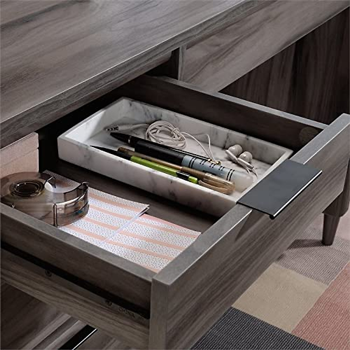 Sauder Clifford Place Modern Executive Desk in Jet Acacia, Jet Acacia Finish