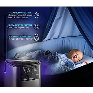 Top Fill Cool Mist & Warm Mist Humidifier for Large Room Home Bedroom Living Room 4L Big Capacity, Air Ultrasonic Humidifiers with Essential Oil Diffuser, Sleep Mode, Quiet for Baby