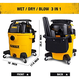DEWALT Poly Wet/Dry Vacuum DXV12P 12 Gallon Professional Shop Vacuum, 5.5 HP Power, 27 ft Working Range