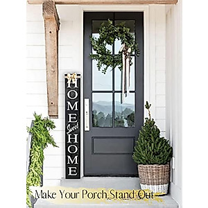 Outdoor 2in1 Welcome sign for Front Door, Vertical Welcome sign for Front Porch Standing,Welcome Home Sign,Porch Signs, Interchangeable 4ft Tall,Home Sweet Home Sign, Long, Wood,Farmhouse Porch Decor