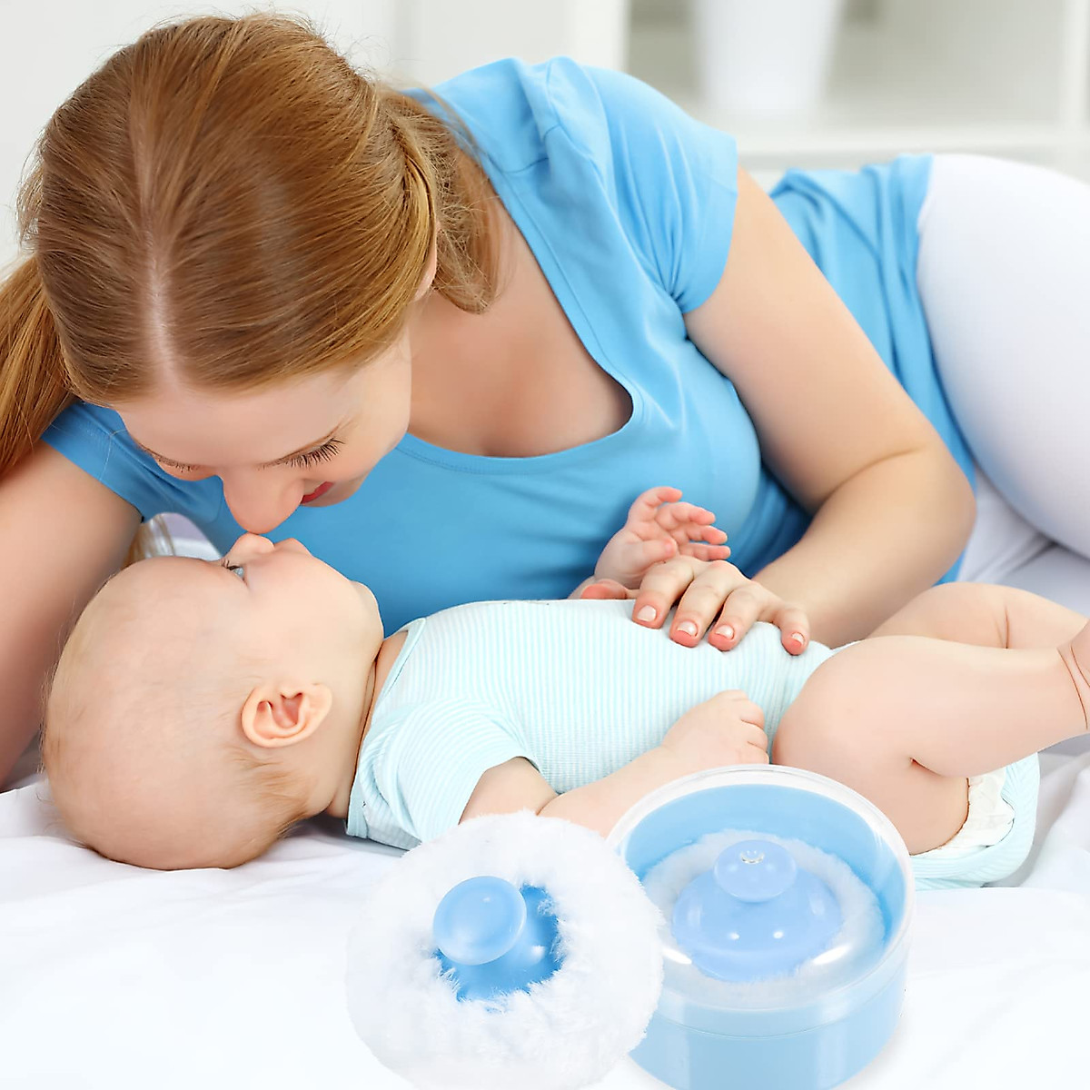 2pcs Fluffy Body Case Talcum Puff Container Kits with Puff for