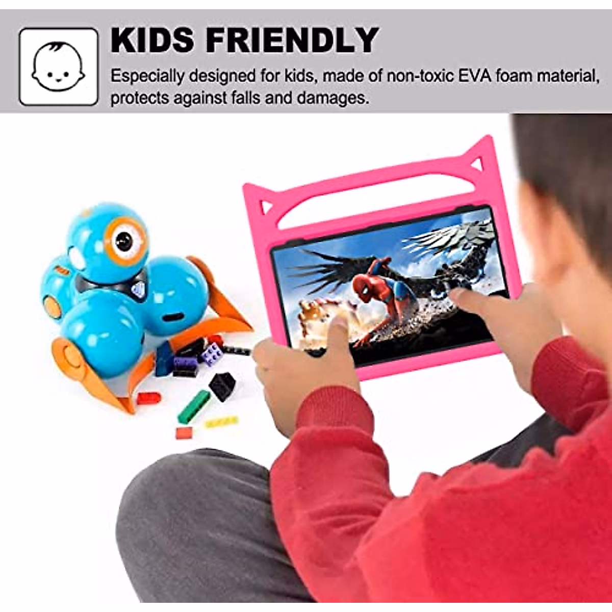 All-New Fire HD 10 & Fire HD 10 Plus Tablet Case for Kids(11th Generation, 2021 Release),Lightweight Shockproof Kid-Proof Cover with Stand Kids Case for Amazon Fire HD 10 Tablet&Kids Pro Tablet,Rose