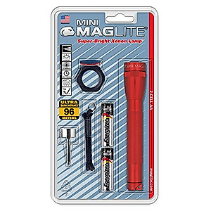 MagLite - M2A03C Maglite Mini Incandescent 2-Cell AA Flashlight Combo, Red
