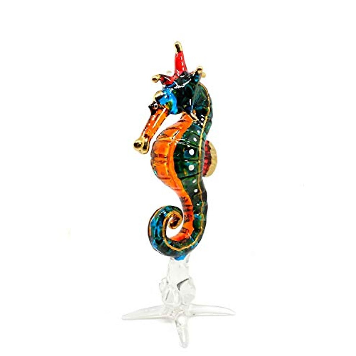 Handmade Large 6 inch Blue Sea Horse Blown Glass Art Sea Animal Figurines Figures for Anniversary Birthday Wedding Gift Ideas Ornament Miniature Cool Stuff Home Room Garden Table Decor - Y2021
