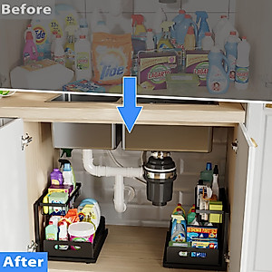 BARTHKIT Under Sink Organizer, 2 Tier Pull Out Under Sink Organizers and Storage, Sliding Kitchen Sink Organizer for Bathroom Kitchen Cabinet Pantry