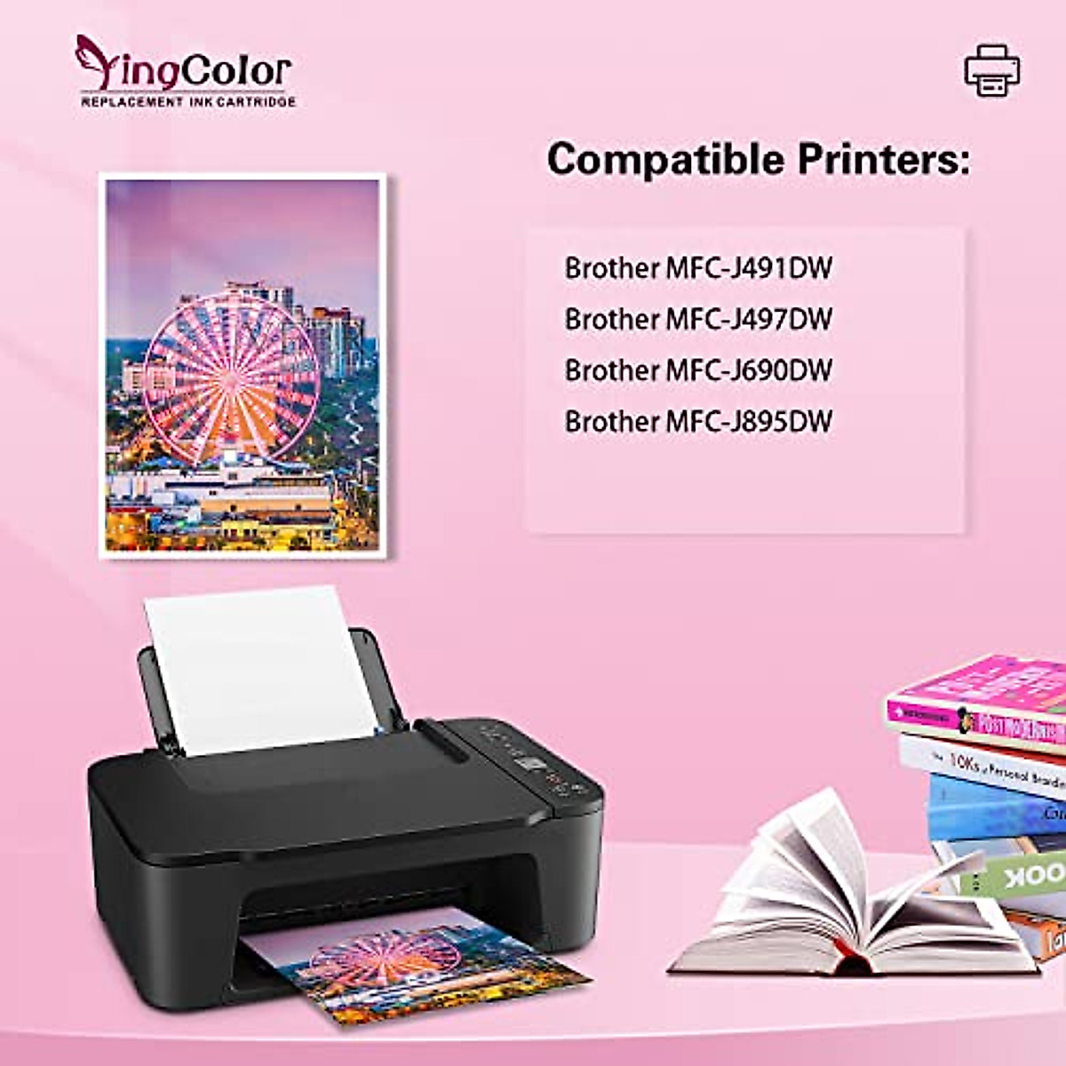 Compatible LC3013 Ink Cartridge BK/C/M/Y Replacement for Brother LC3013 LC3011 for Brother MFC-J895DW MFC-J497DW MFC-J491DW MFC-J690DW Printer (1 Black, 1 Cyan, 1 Magenta, 1 Yellow)-Yingcolor
