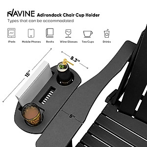 NAVINE Adirondack Chair Set of 4, HDPE Folding Adirondack Chair with Multifunctional Cup Holder, Weather Resistant Fire Pit Chair for porches, patios, poolsides, Decks.