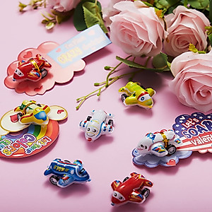 JOYIN 28 Pack Valentines Day Gift Card with Pull Back Airplanes, Mini Plane Toy Kits with Greeting Cards for Birthday Valentine Party Favor, Classroom Treat Gift Exchange, School Game Prize