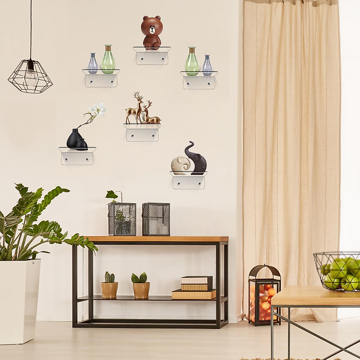 COXWANG Acrylic Small Shelf,Mini Acrylic Wall Shelf,Acrylic Shelf,for Pop Figures,Plant,Picture Photo Modern Wall for Office Bedroom Living Room