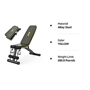 HITOSPORT Weight Bench, Adjustable Weight Bench, Strength Training Benches For Full Body Workout & Home Gym with Resistance Bands