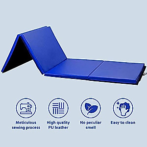 Thick Gymnastics Exercise Mat, 4'x8'x2"Extra Thick High Density Anti-Tear Folding Tumbling Mats Gymnastics for Home, Gym Mat for MMA, Stretching Yoga Cheerleading Martial Arts, Aerobics (Blue)