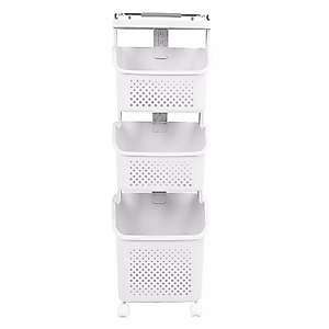 Rolling Laundry Basket Reinforced Clothes Storage Organizer with 4 Wheels for Home Kitchen Bathroom (3 Steps)
