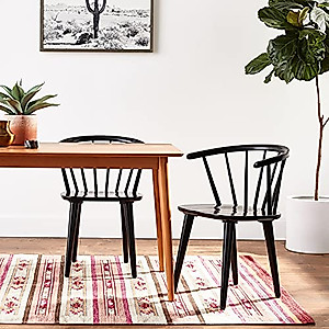 Target Marketing Systems Set of 2 Florence Dining Chairs with Low Windsor Spindle Back, Set of 2, Black