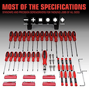 102 Piece Magnetic Screwdriver Set with Rack, Magnetic Tip, Common Repair Tools, Ideal for Gift