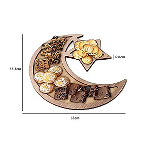Moon Star Dessert Tray Dining Table Carved Ornaments Dessert Tray Artifact Creative Wooden Ornaments Special Shape Eid Star Moon