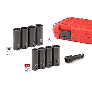 TEKTON 1/2 Inch Drive Impact Lug Nut Socket Set (9-Piece) | SID92415