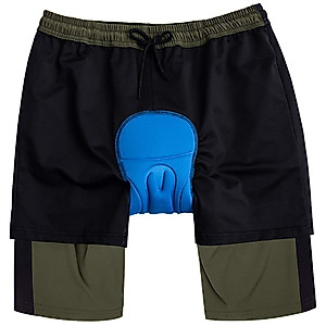 Men's Mountain Bike Shorts 3D Padded Lightweight Loose-Fit Bicycle Cycling MTB Bike Shorts Army Green