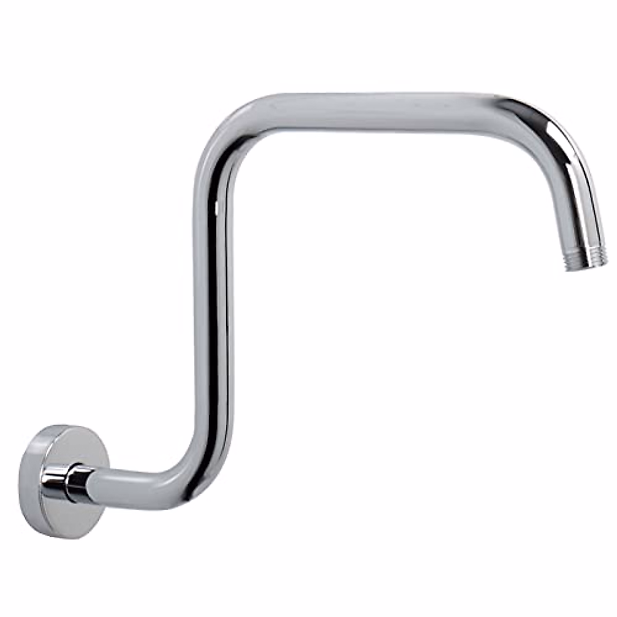 NearMoon S Shape Shower Extension Arm with Flange, Stainless Steel High Rise Shower Head Extender Pipe, Horizontal Extension Standard 1/2" Connection- Bathroom Accessory, 13 Inch (Chrome Finish)