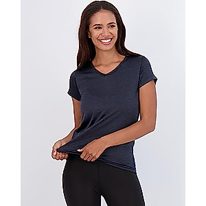 Real Essentials Women's V-Neck Activewear T-Shirt, Quick Dry, 5-Pack XL