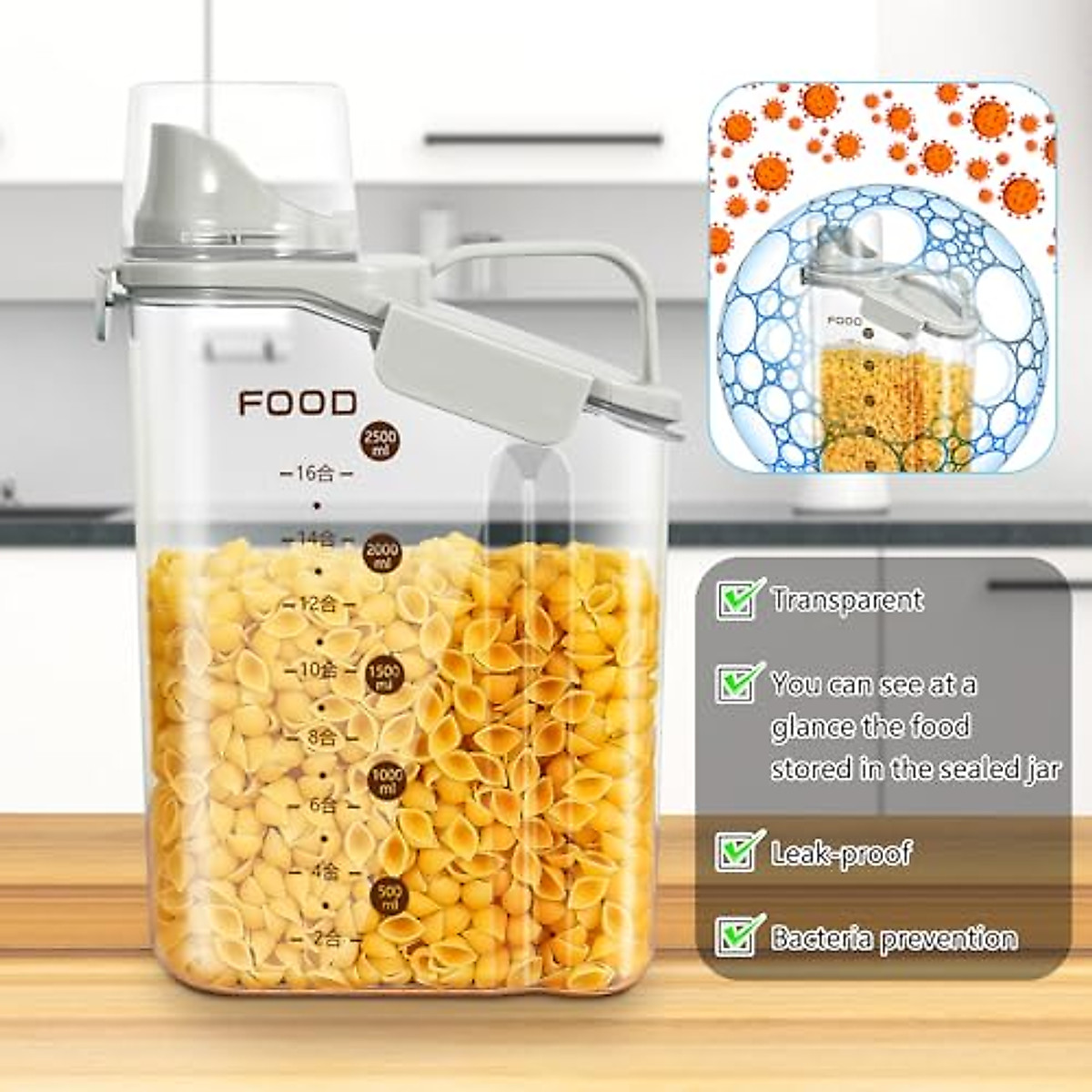 Gokbuy 1PCS Cereal Containers Storage dispenser with Pour Spout, Airtight Food Storage for Kitchen & Pantry Organization and Storage, Dry Food Storage Containers for Flour, Sugar and Cereal