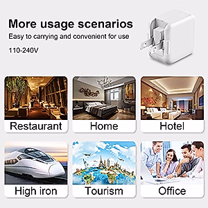 iPad Charger iPhone Charger [Apple MFi Certified] 12W USB Wall Charger Foldable Portable Travel Plug with USB Charging Modem Cables Compatible with iPhone, iPad, iPad Mini, iPad Air 1/2/3, Airpod