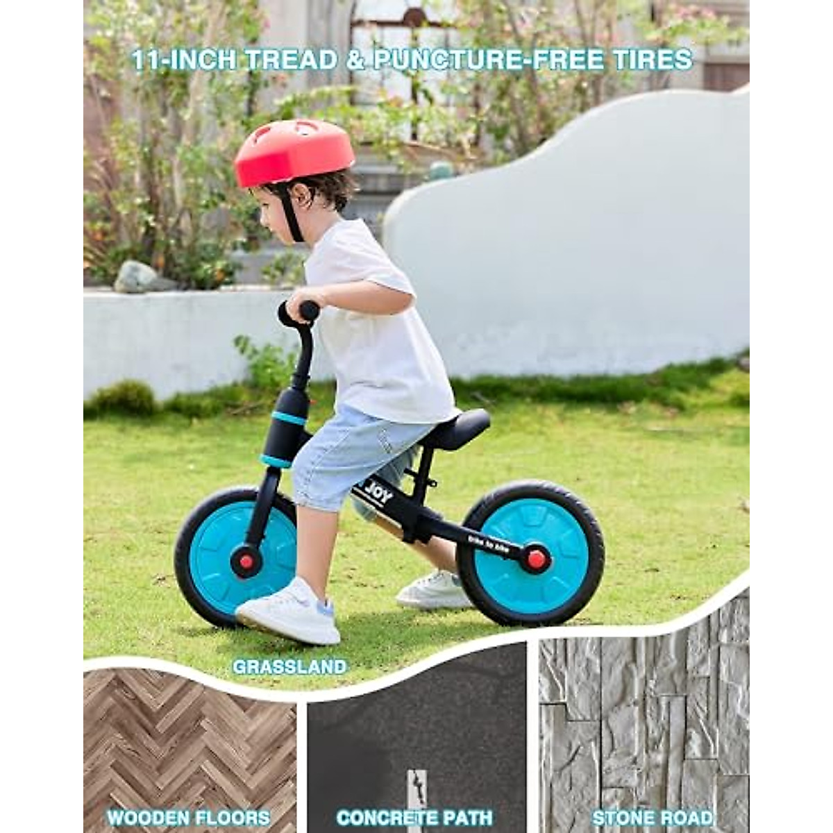 UBRAVOO Trike to Bike Riding Tricycles for Boys Girls 2-5, Fit 'n Joy Kids Balance Bike with Pedals & Training Wheels Options, 4-in-1 Starter Toddler Training Bicycle (Blue-Black)