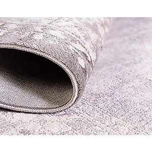 Unique Loom Traditional Classic Intricate Design with Distressed Vintage Detail, Area Rug, 3 ft 3 in x 5 ft 3 in, Purple/Ivory