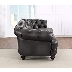 Hydeline Newport Top Grain Leather Loveseat, Gray