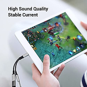 USB C to 3.5mm Headphone and Charger Adapter, 2 in 1 USB C Splitter to Audio Jack & Fast Charging Dongle Cable, Compatible with Samsung Galaxy S21 S21+ S22, Note 20 10, Google Pixel 2 3 4 XL