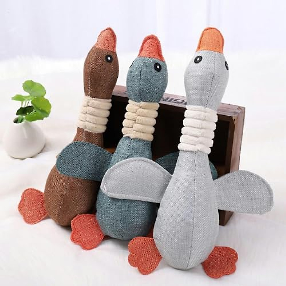 XIBANY Dog Toys Pet Mallard Duck Dog Toy for Aggressive Chewers Dog Squeaky Wild Goose Puzzle Training Toys Cute Soft Dog Chew Toy with Squeaker