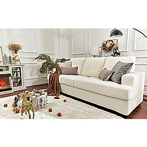 AMERLIFE Sofa, Deep Seat Sofa-Contemporary Bouclé Sofa Couch, 3 Seater for Living Room-Oversized Off-White Comfy Visit The Store 97in x 33in x 40in