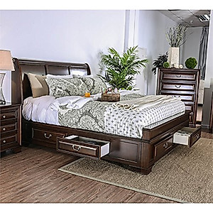 Furniture of America Bradford Wood California King Storage Bed in Brown Cherry