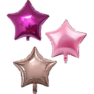Vision Pink Rose Gold Stars 18" Helium Foil Star Balloons 12 Pcs Metallic Appearance Set | Fuchsia Pink Rose Gold Light Pink Balloons | Party Decorations for Baby Shower and Weddings