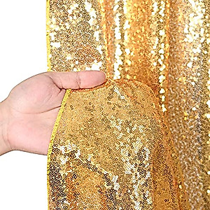 7ft x 7ft Gold Sequin Backdrop Curtain Glitter Photo Booth Backdrop for Wedding Birthday Baby Shower Event Decor