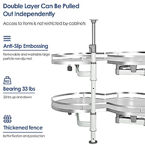 LIVOSA 36" Kitchen Corner Cabinet Blind Pull Out Organizer with 2 Non-slip Tiers Swing Tray and Soft Close, Right Handed Open, White