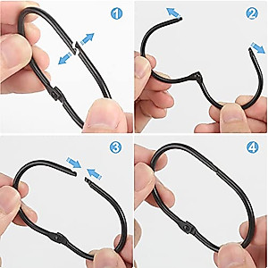 Goowin Shower Curtain Rings, 12 Pcs Shower Curtain Hooks, Oval Snap Shower Rings for Curtain, Metal Black Shower Curtain Rings Rust Proof, Glide Smoothly Shower Hooks for Shower Curtain Rod (Black)