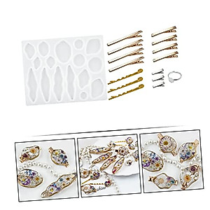 COHEALI 1 Set Crystal Hair Clips Stencils for Crafts Resin Tray Molds Resin Hair Clip Mold Hairpin Casting Molds Hairpin Mold Pendant Epoxy Resin Jewelry Irregular Silica Gel