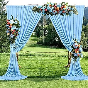 10ft x 10ft Baby Blue Backdrop Curtain for Baby Shower Parties Light Blue Wrinkle Free Backdrop Drapes Panels for Birthday Photo Gender Reveal Photography Polyester Fabric Background Decoration