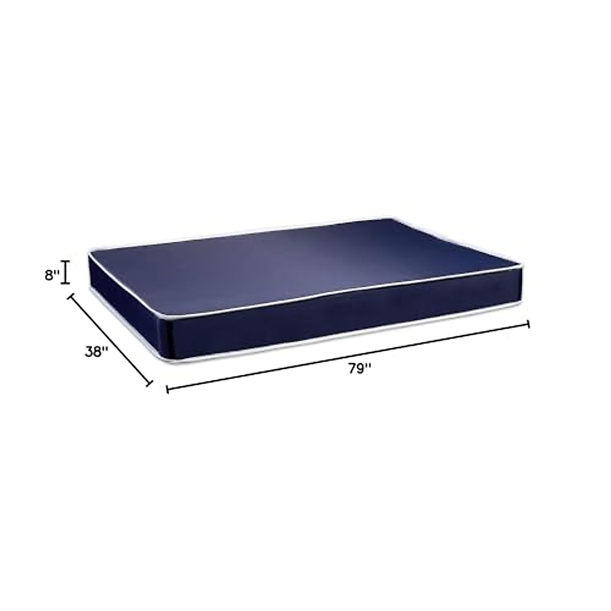 Greaton, 8-Inch Medium Firm Double Sided Tight top Foam Rolled Vinyl Mattress, Twin XL, Blue