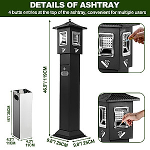 AIWFL 47" Height Outdoor Trash Receptacle, Commercial Trash Can, Standing Garbage Can Large Waste Trash Container Bin for Cafeterias Office Patio Backyard Pub Club Garage (Black)