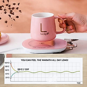 Coffee Cup Warmer with Cup - Coffee Mug Warmer Cup Warmer for Desk Coffee Warmer with Mug Set Coffee Mug with Warmer Coffee Warmer Plate