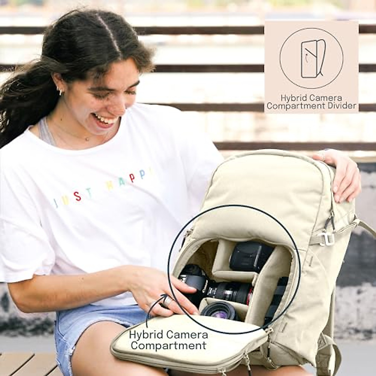 BREVITE - The Jumper - Compact Camera Backpacks for Photographers - A Minimalist & Travel-friendly Photography Backpack Compatible With Both Laptop & DSLR Accessories 18L (Boulder Tan)