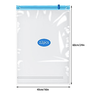 Dntorx 12 Pack Travel Compression Bags, 40x60cm Medium Vacuum Bags for Travel, Space Saving Bags for Suitcases, Travel Essentials No Vacuum Needed, Travel Accessories for Packing