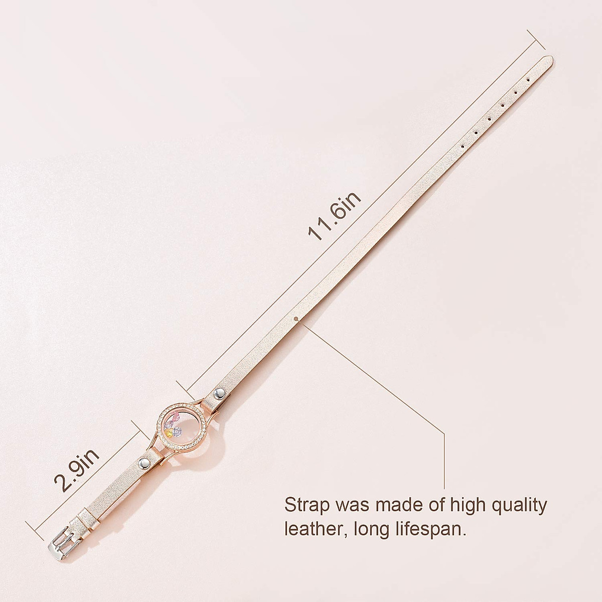 EVERLEAD Carving Round Aromatherapy Essential Oils Diffuser Locket Bracelet 316l Stainless Steel Real Leather Bracelet (Style 10)