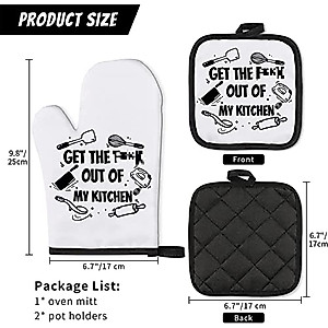 Souhoney Funny Gifts for Women Men Oven Mitts and Pot Holders for Kitchen with Loop, Funny Oven Mitts House Warming Gifts New Home, Christmas Cooking Baking Gifts, Birthday Gifts for Mom Wife Friend