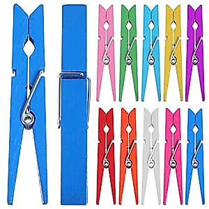 Cabilock 100Pcs Colored Clothespins Clothes Pins Natural Wood Close Pins Multi- Clips for Hanging Clothes Pictures Photos Decorative